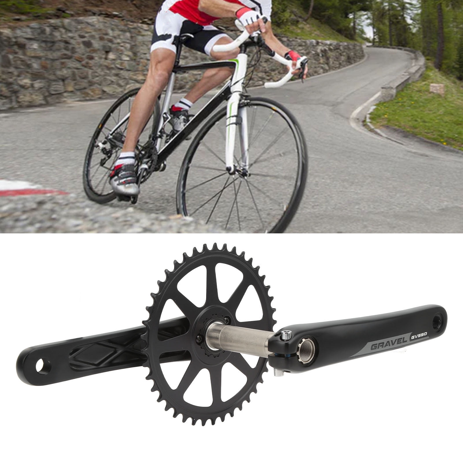 Road Bike Crankset, 172.5mm 42T CNC Precise Milling Road Bike Crank Arm ...