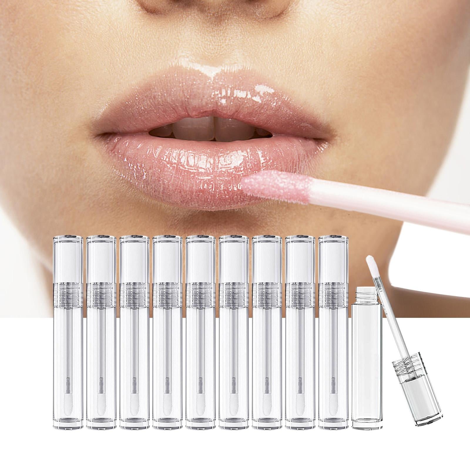 10x Bottles Empty Refillable Portable Lip Tubes Containers Transparent ...