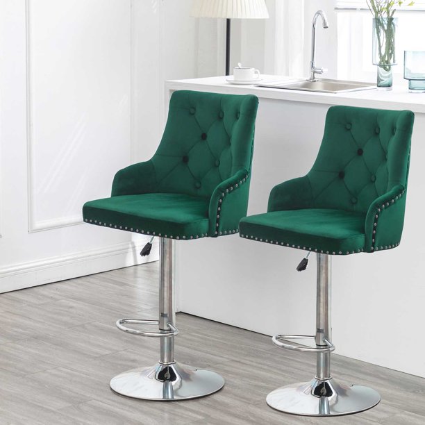Hironpal Bar Stools Set of 2, 360 Degree Swivel Bar Chairs Morden ...