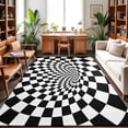 Black White Checker Area Rugs 3x5ft Modern Abstract Checkered Tunnel ...