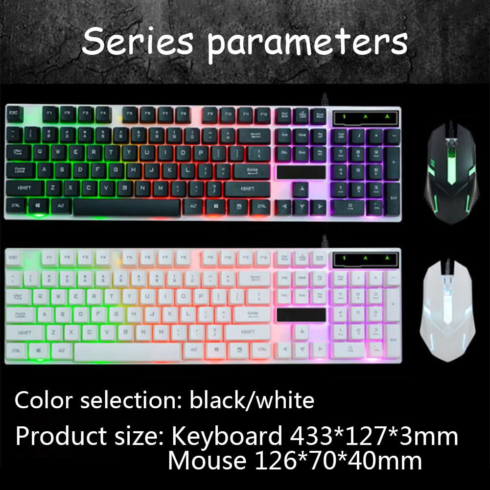USB Wired Mechanical Gaming Keyboard Mouse Colorful LED Backlit Combo ...