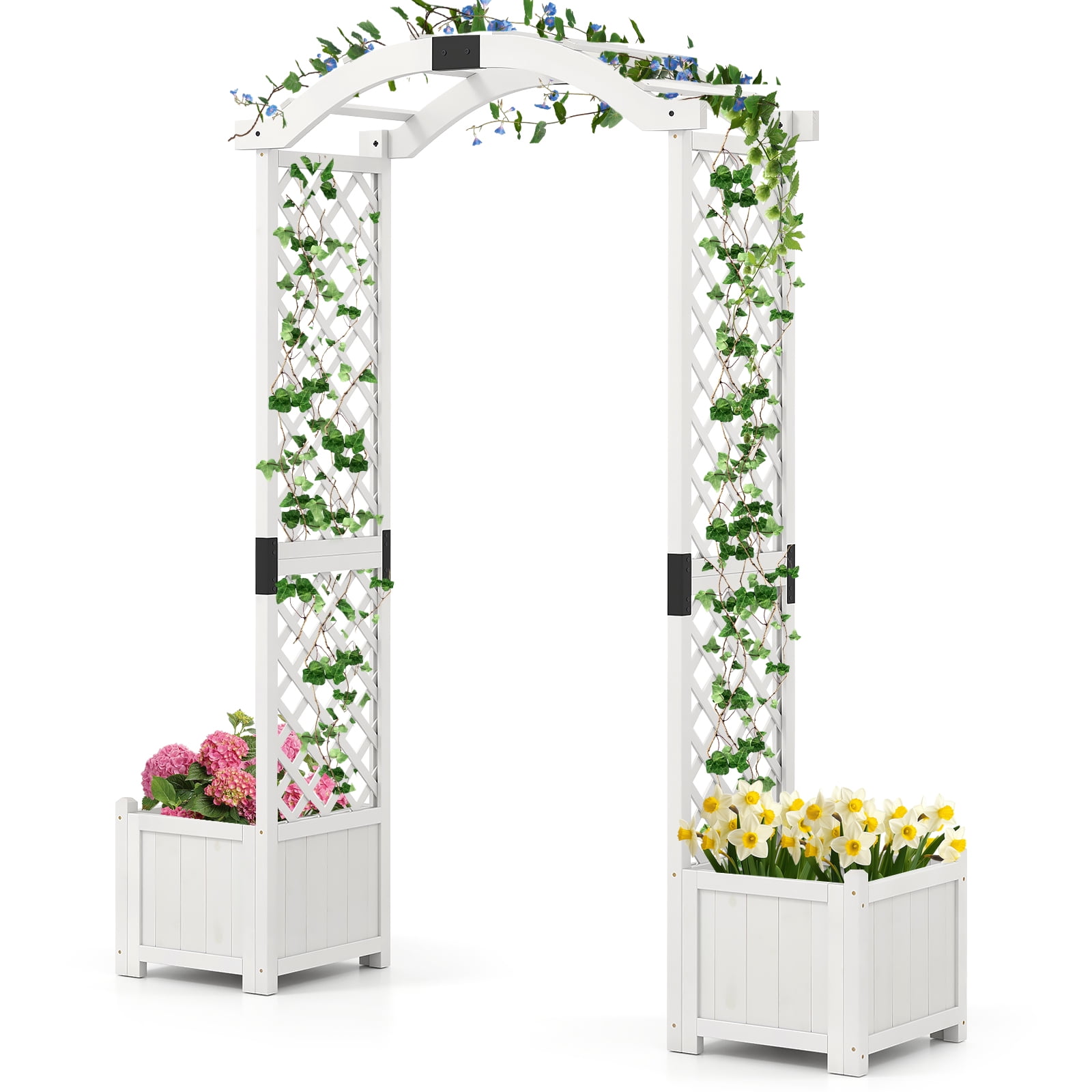 Click here for Gymax Garden Arbor W/ Planter Wooden Planter Arch... prices