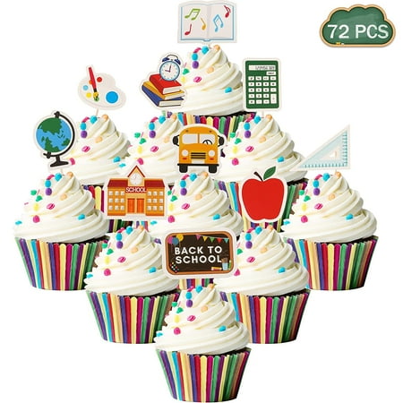 72 Pieces Back to School Cupcake Toppers Welcome Class Cupcake Picks ...