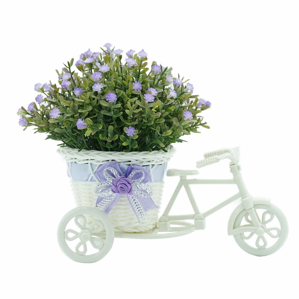Hesroicy Artificial Flower Rattan Basket Tricycle - Desktop Store ...