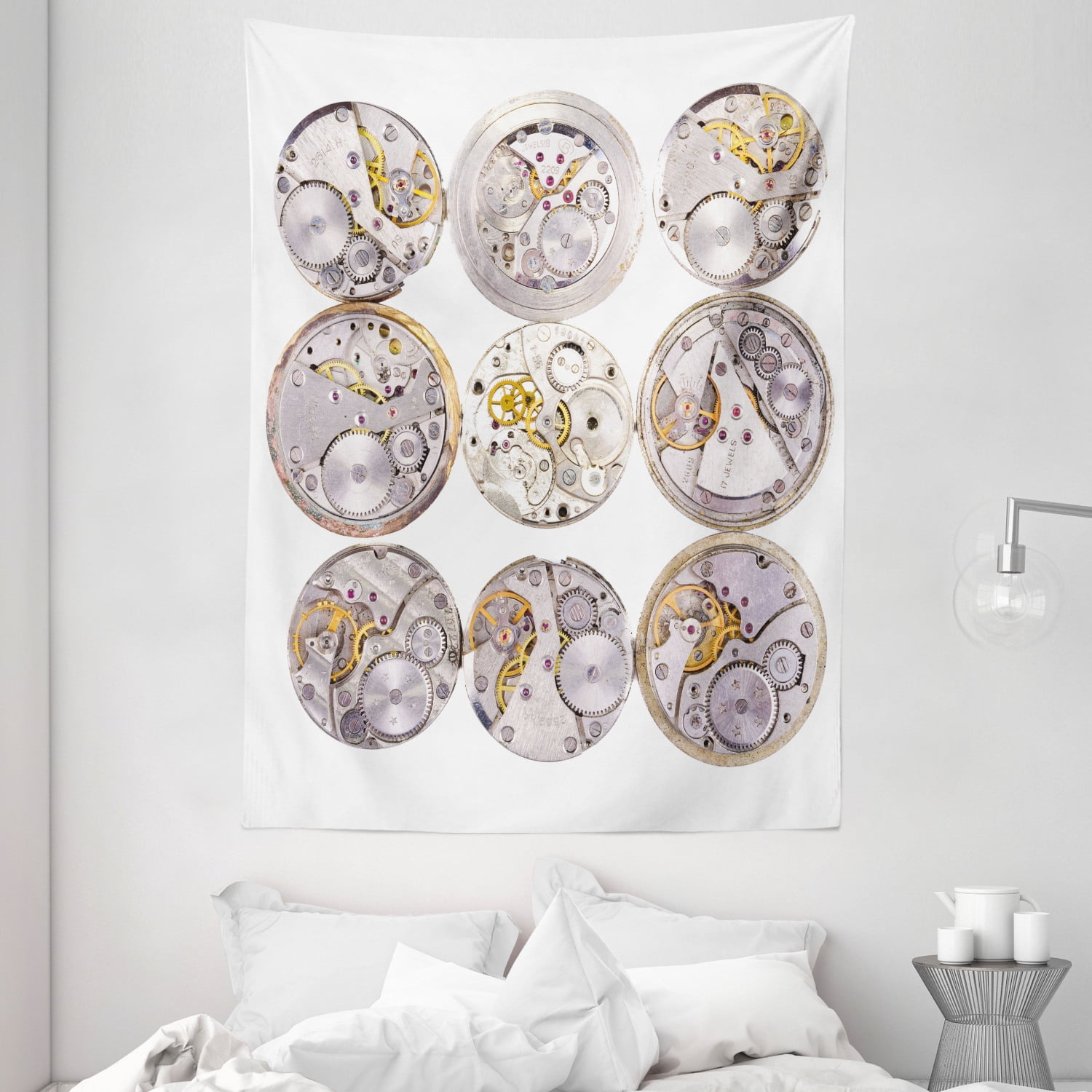 Clock Decor Tapestry, Repair of Watches Design Technical Theme ...
