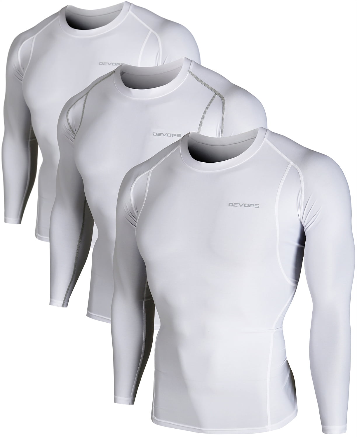 DEVOPS 3 Pack Men's Athletic Long Sleeve Compression Shirts (Small ...