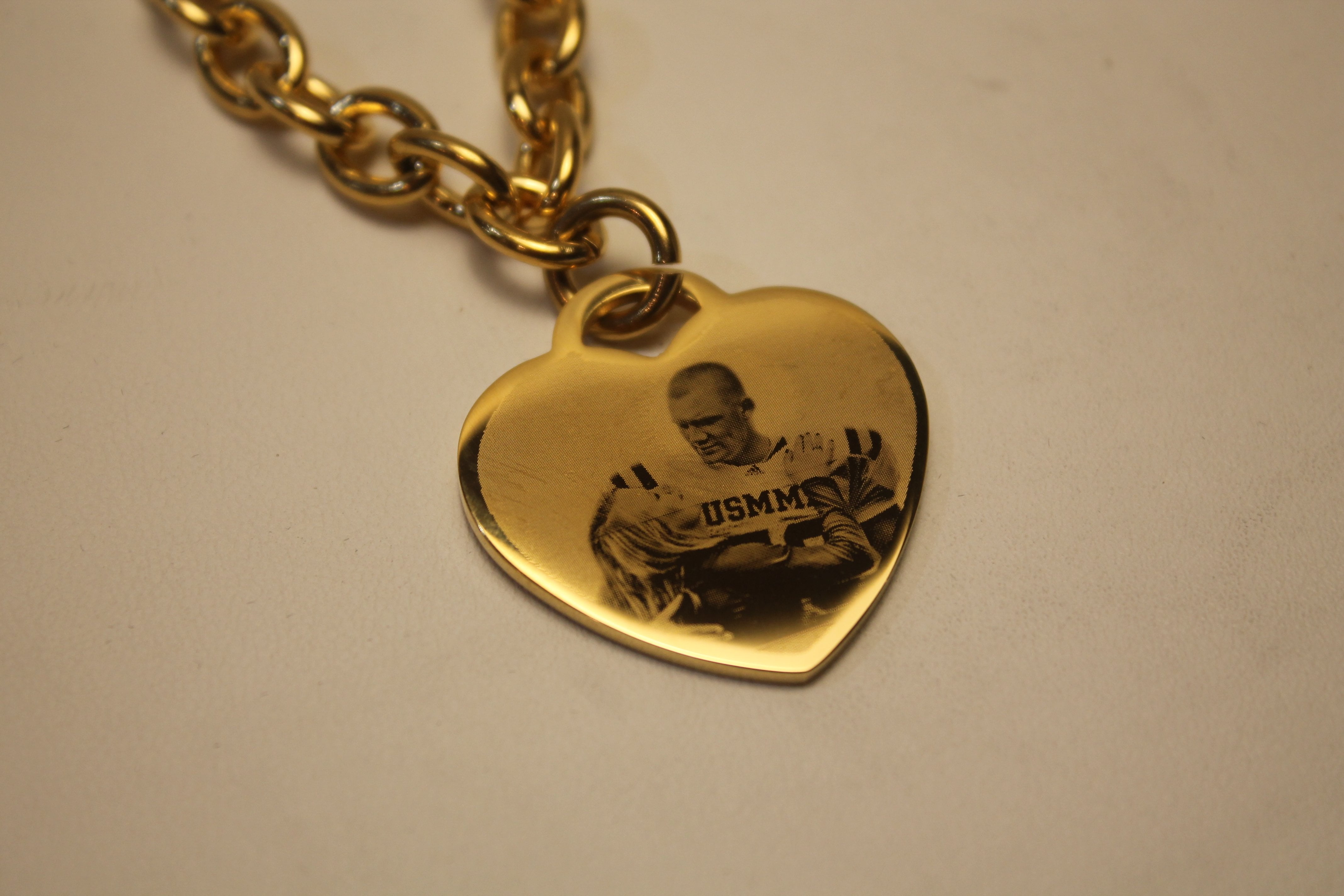 Buy Picture Photo Text Tag Custom Engraved Gold IPG Stainless Steel ...