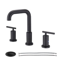 PARLOS 2-Handle Widespread Bathroom Sink Faucet with Metal Pop-up Drain ...