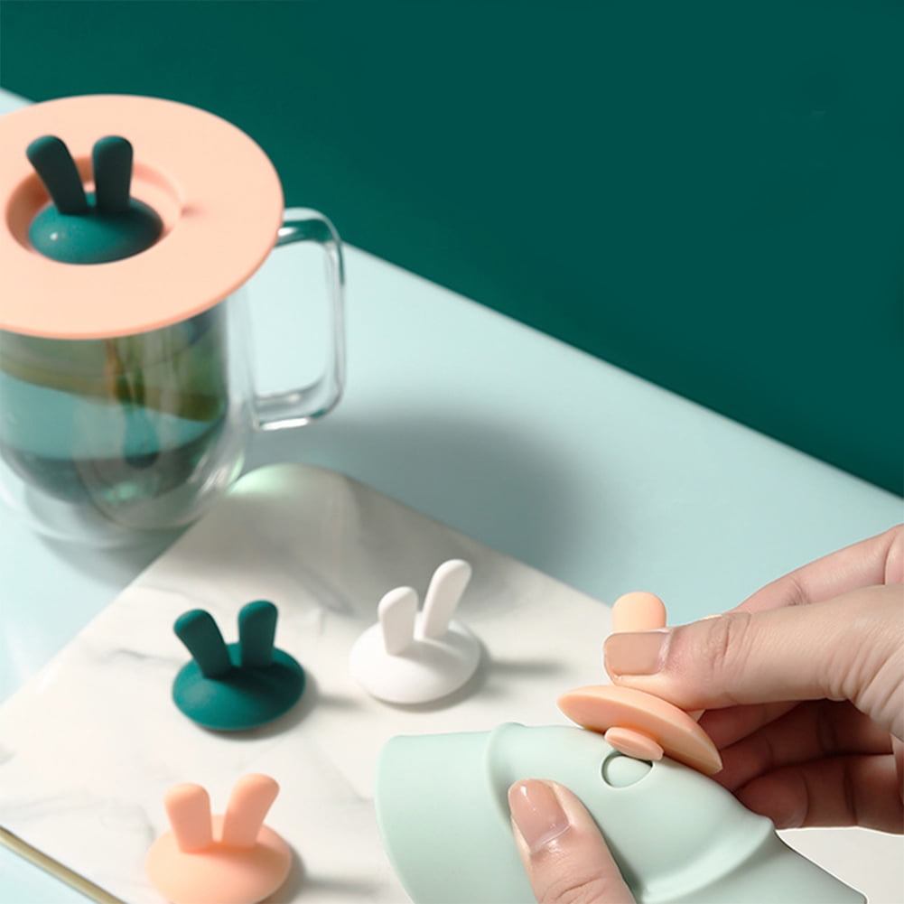 SPRING PARK Silicone Cup Lids - Cup Cover Rabbit Anti-dust Airtight ...