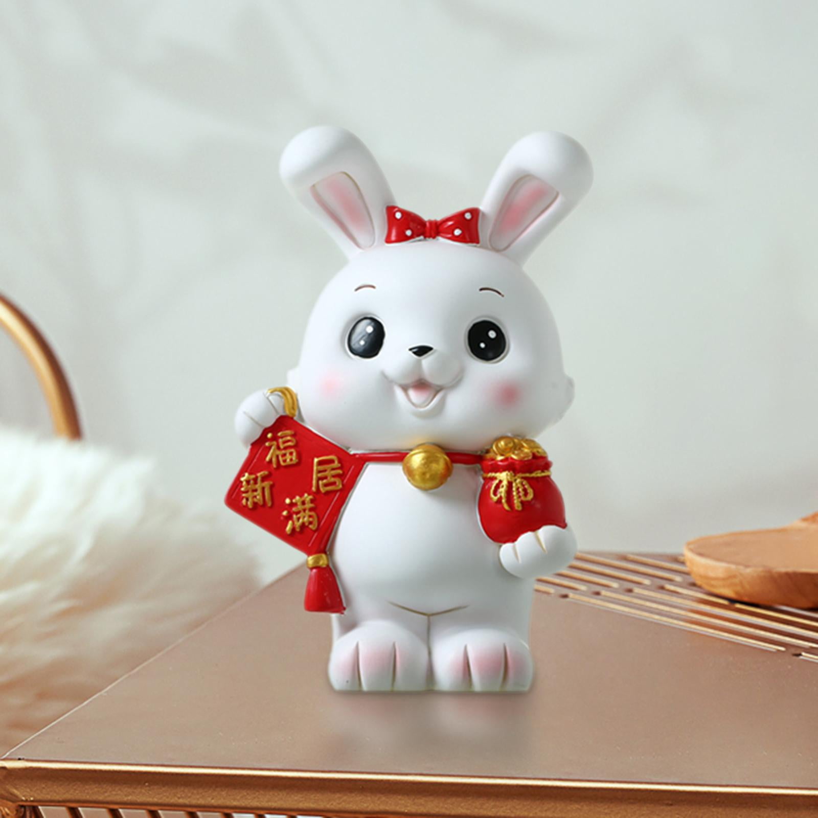 Rabbit Desk Statue Figurine Animal Sculpture Desktop Decoration Rabbit ...