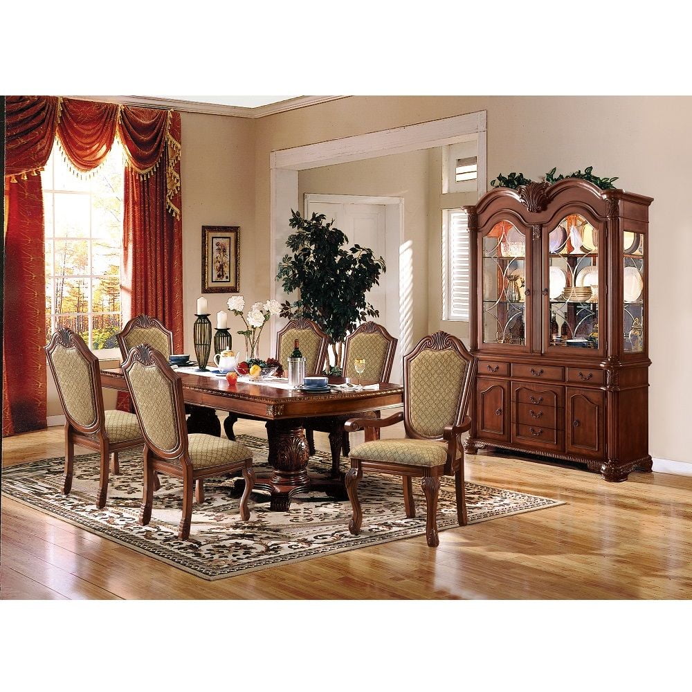 Acme Chateau Traditional 7-Piece Dining Set with Solid Wood Extension ...
