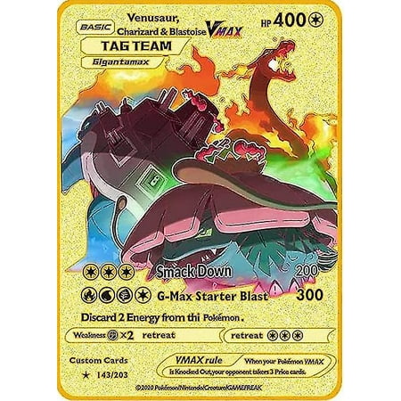 Charizard Vmax Metal Gold Plated Card, Charizard Vmax Dx Gx Metal Gold ...