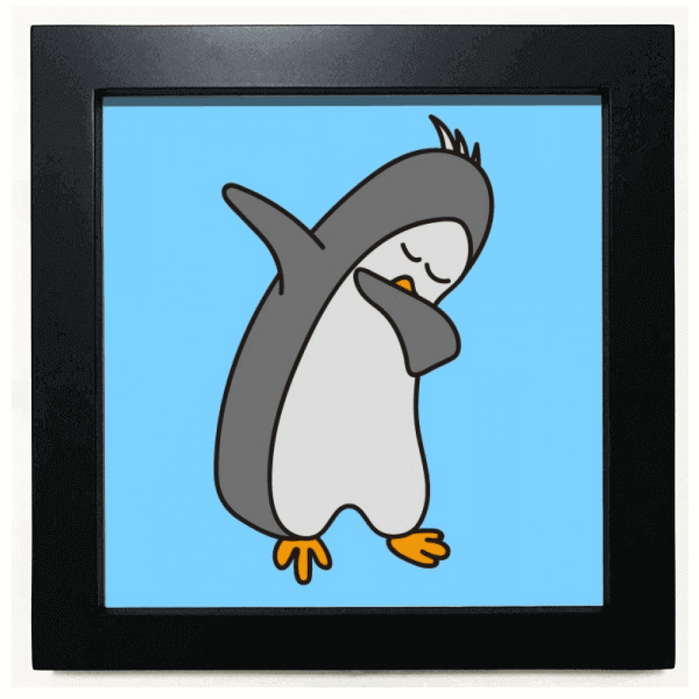 Cold Movement Penguins Antarctica Black Square Frame Picture Wall ...