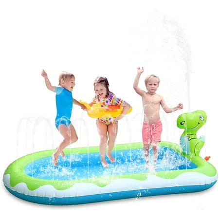 3 in 1 Inflatable Dinosaur Sprinkler Pool for Kids Toddlers, Outdoor ...