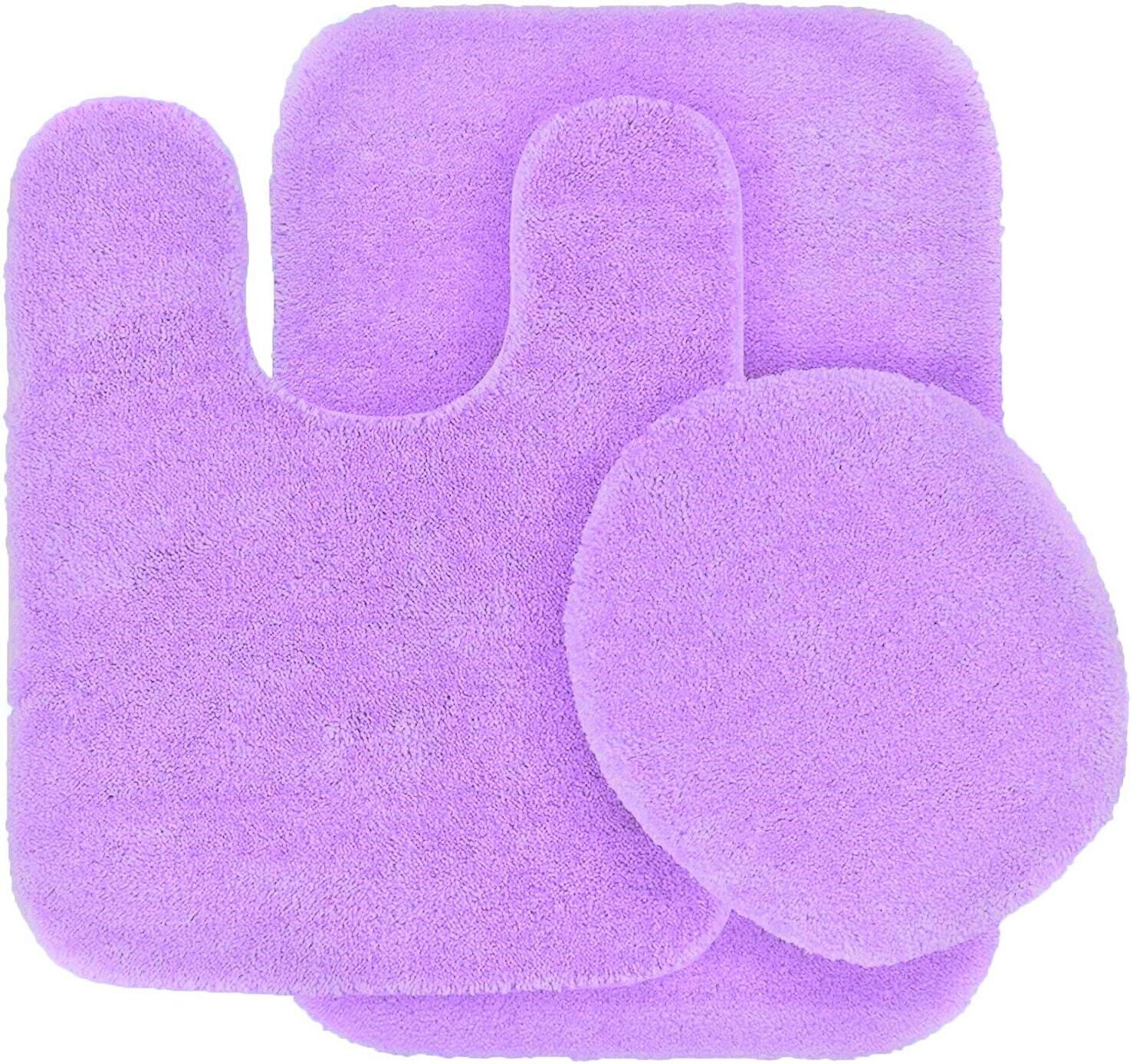 Lilac 3 pieces bathroom rug Non-Slip Set bath mats super soft plush ...