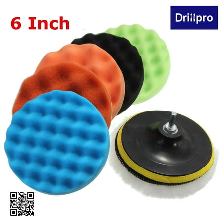 7Pcs Bonnets & Buffing Pads 3/5/6/7" Sponge Polishing Waxing Buffing ...