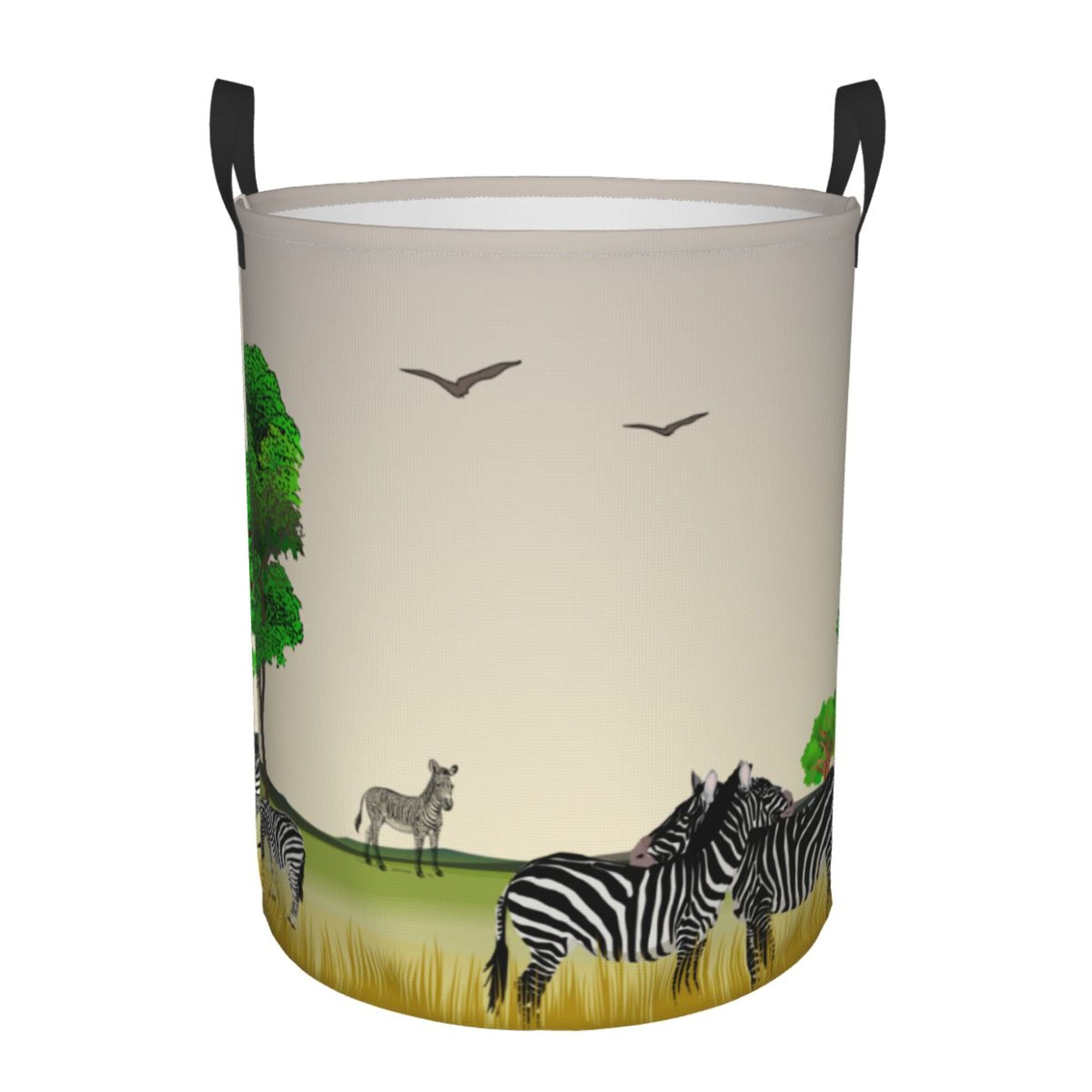 TEQUAN Waterproof Laundry Hampers, East Africa Zebra Giraffe Pattern ...