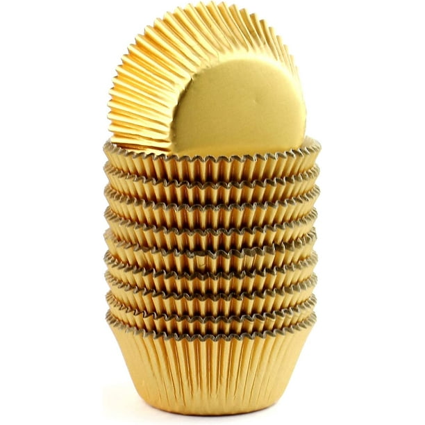 Gold Foil Metallic Cupcake Liners Wrappers Baking Cups Standard Size ...