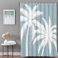 Bathroom Shower Curtain Summer Coastal Palm Tree Silhouette Waterproof ...