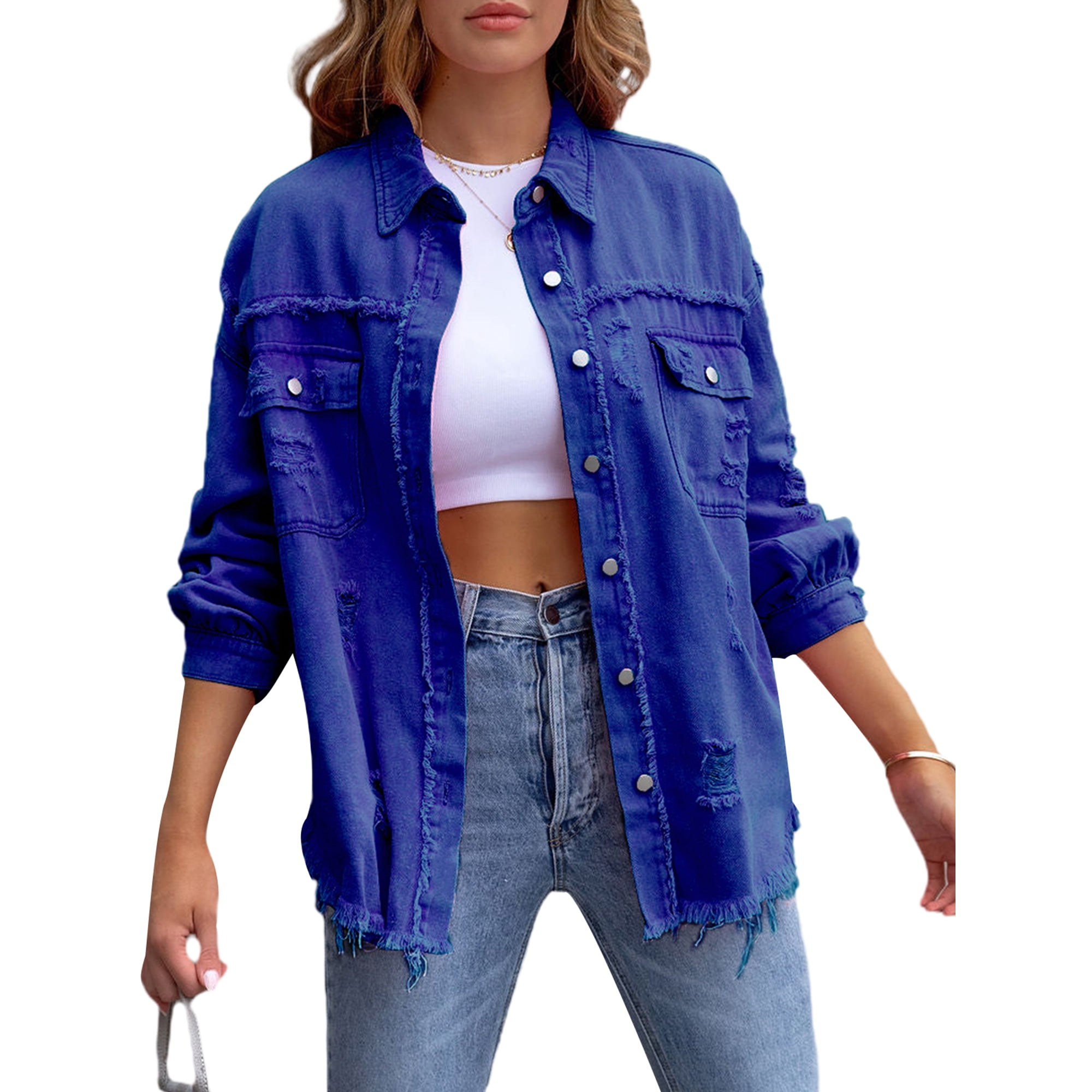 Click here for Gupgi Women Denim Jackets Ripped Distressed Coat S... prices