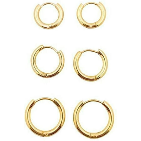 316L Surgical Stainless Steel Small Hoop Earrings 8mm 10mm 12mm 14mm Hypoallergenic Huggie Hoop ...