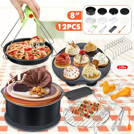 12Pcs 8'' Air Fryer Accessories Set BBQ Rack Chips Food Separator For ...