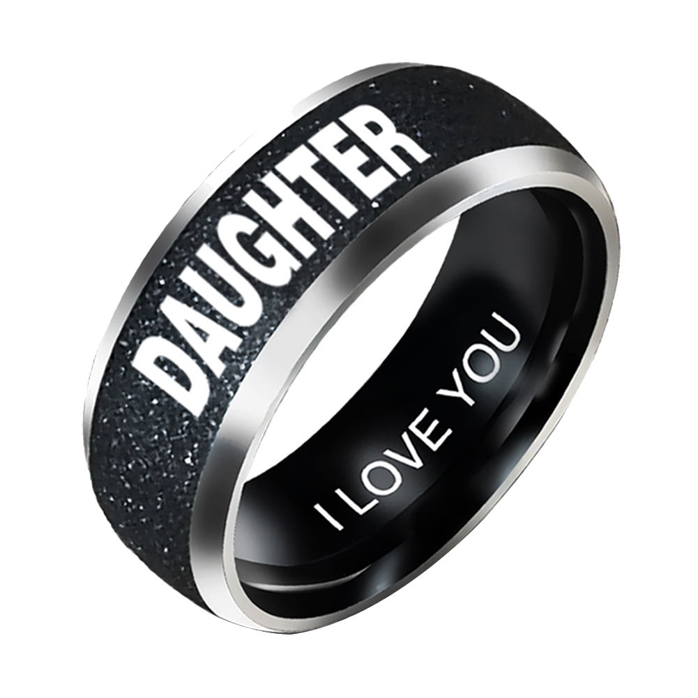 Opolski Band Ring Fashion Mom Dad Daughter Son Letters Carved Band ...