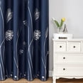Navy Blue Blackout Curtains Silver Palm Tree Curtains Energy Saving ...