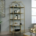 Bowery Hill Modern Metal 5 Shelf Bookcase in Satin Gold Finish ...