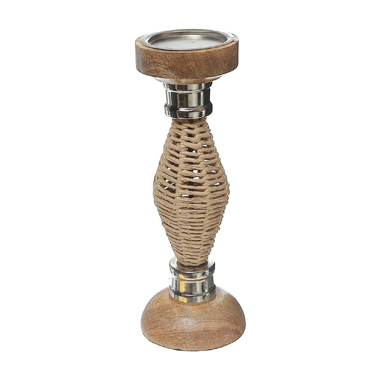 Click here for Ih Casadécor Diamond Raffia Metal Pillar Candlesti... prices