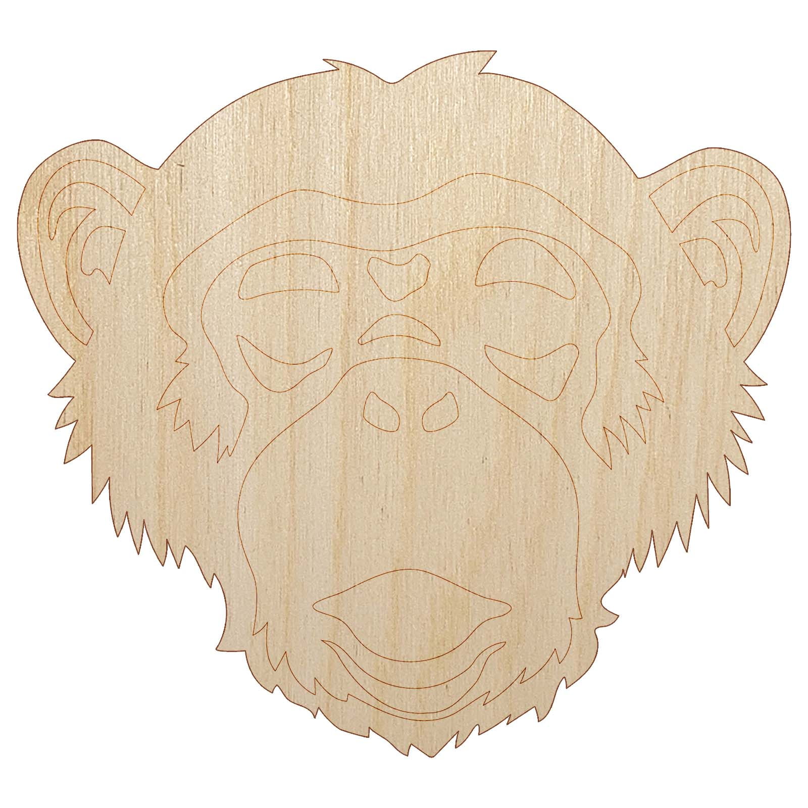 Chimpanzee Primate Ape Wood Shape Unfinished Piece Cutout Craft DIY ...