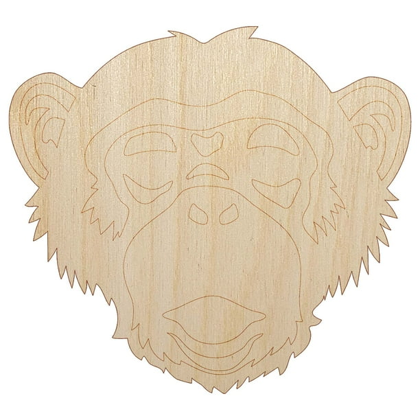 Chimpanzee Primate Ape Wood Shape Unfinished Piece Cutout Craft DIY ...