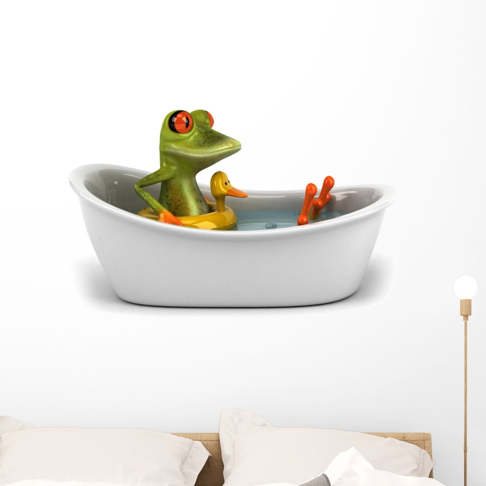 Frog Her Bath Wall Decal Mural by Wallmonkeys Vinyl Peel and Stick ...
