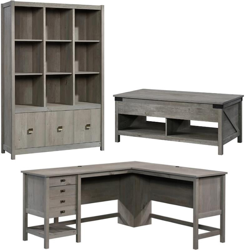 Home Square 3 Piece Set with L-Shape Computer Desk 9-Cubby Bookcase ...