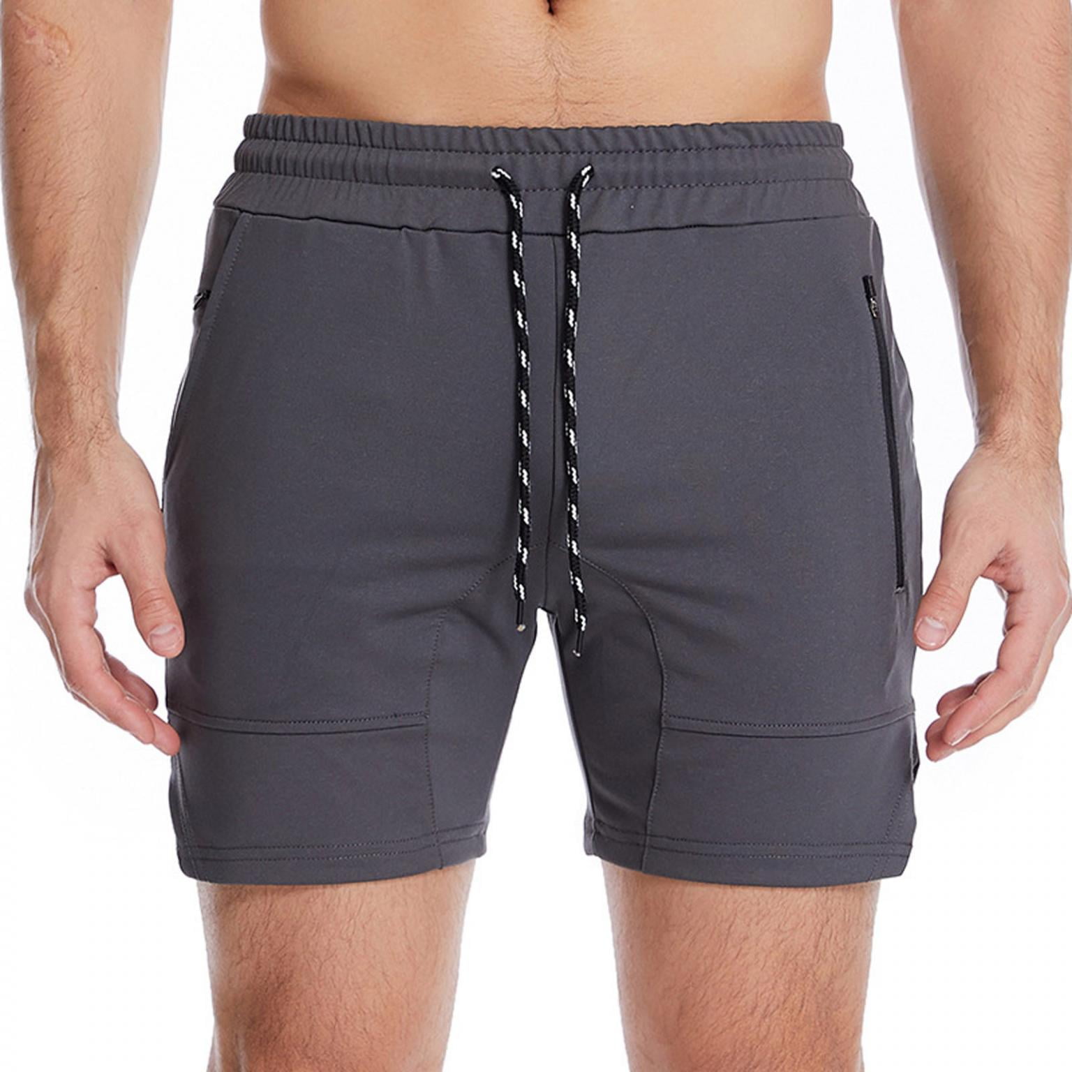 Men's Gray Sports Shorts Casual Classic Drawstring Summer Shorts with ...