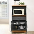 Pemberly Row Wood Microwave Kitchen Cart with Open Storage in Gray Oak ...