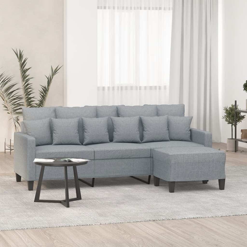 Click here for Vidaxl 3-Seater Sofa With Footstool Light Grey 180... prices