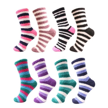 Women's Super Fuzzy Crazy Colorful Fun Cute Cozy Striped Socks - 6 ...