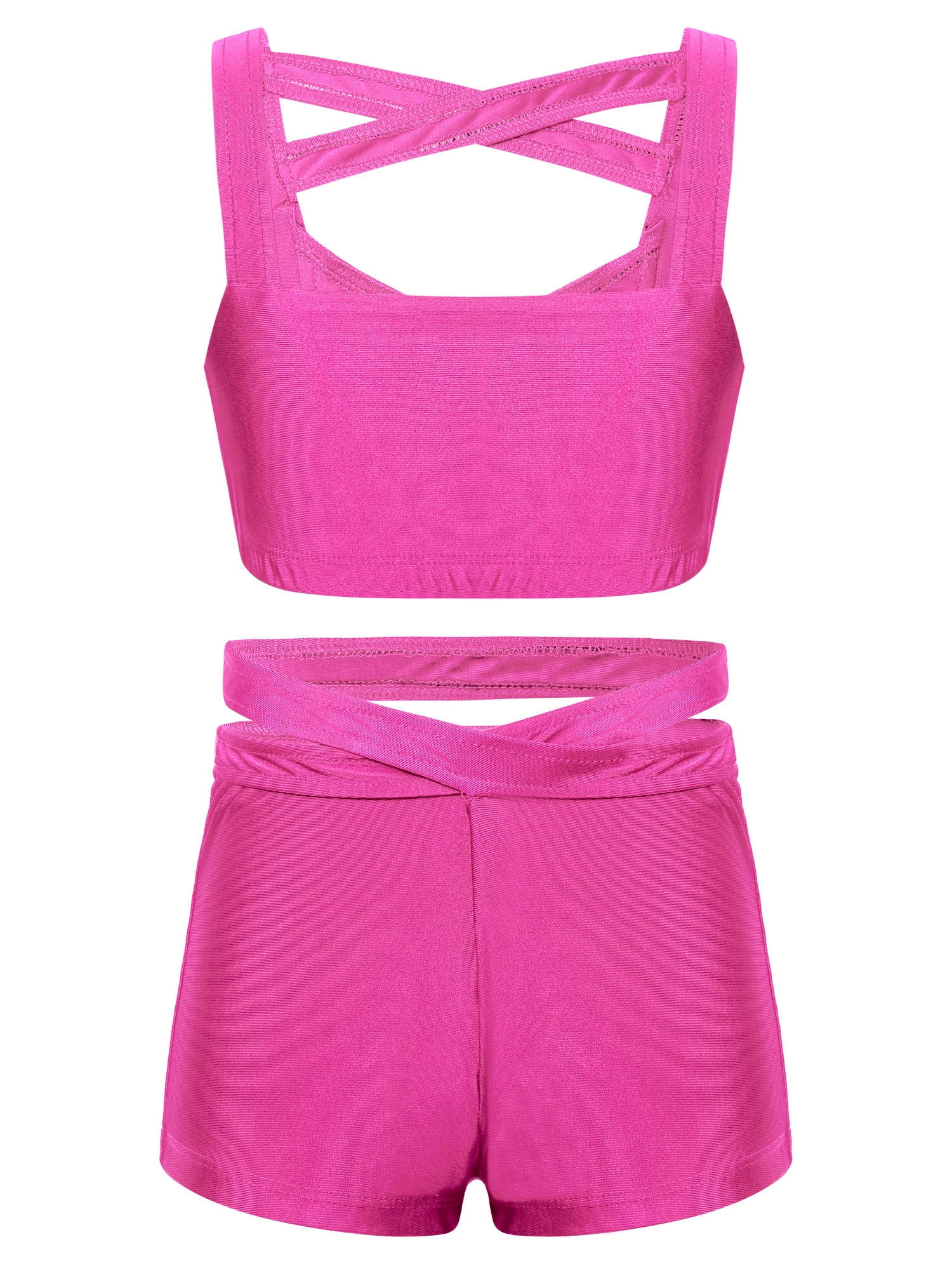 iiniim Kids Girls Crop Tops and Shorts 2 Piece Dance Sports Outfits ...