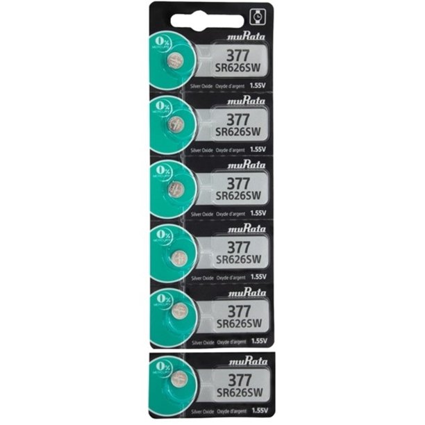 MuRata 377 Silver Oxide Button Battery (6 Pack) - Walmart.com