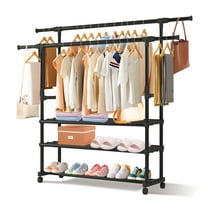 Home Depot Triangular Rolling Clothes Rack, 2-Tier Portable Coat Hanger ...