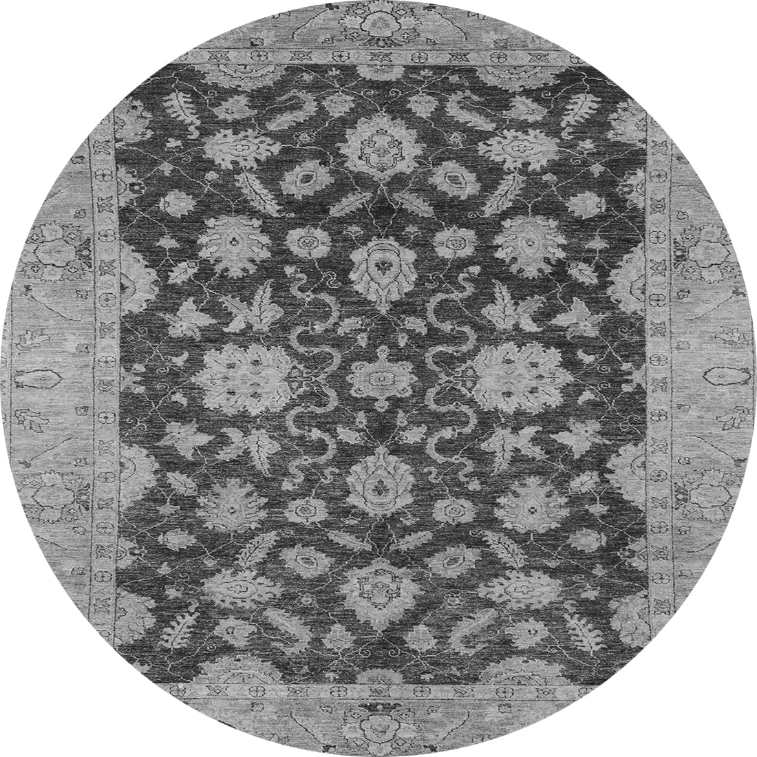 Ahgly Company Indoor Round Abstract Gray Modern Area Rugs, 6' Round ...