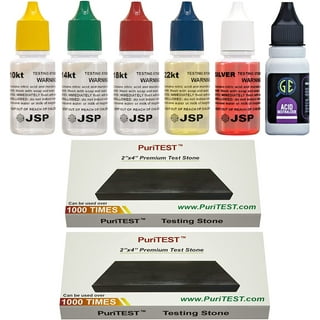 JSP Gold Jewelry Testing Acid 10k 14k 18k 22k Kit + Scratch Test Stone ...