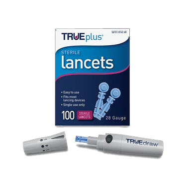 True Plus Sterile Diabetic Single-Use Test Lancets, 28 Gauge, 100Ct, 3 ...