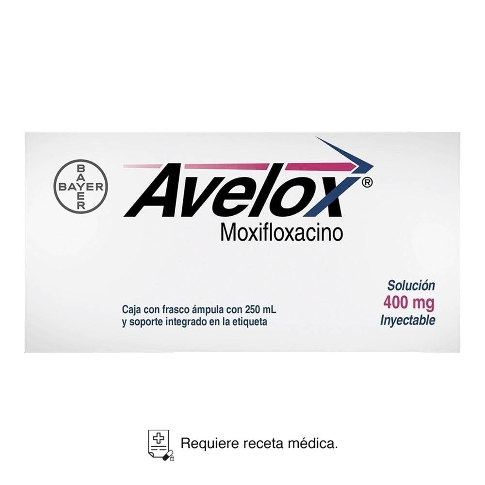 Avelox Moxifloxacino 400 mg solución inyectable 250 ml | Bodega Aurrera ...