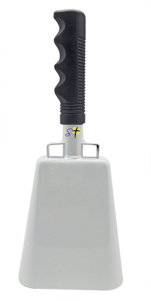 9.6 inch White Bell Black Handle Cowbell with Stick Grip Handle Used ...