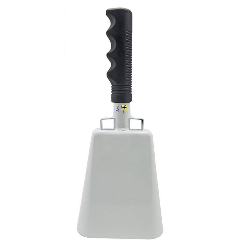 9.6 inch White Bell Black Handle Cowbell with Stick Grip Handle Used ...