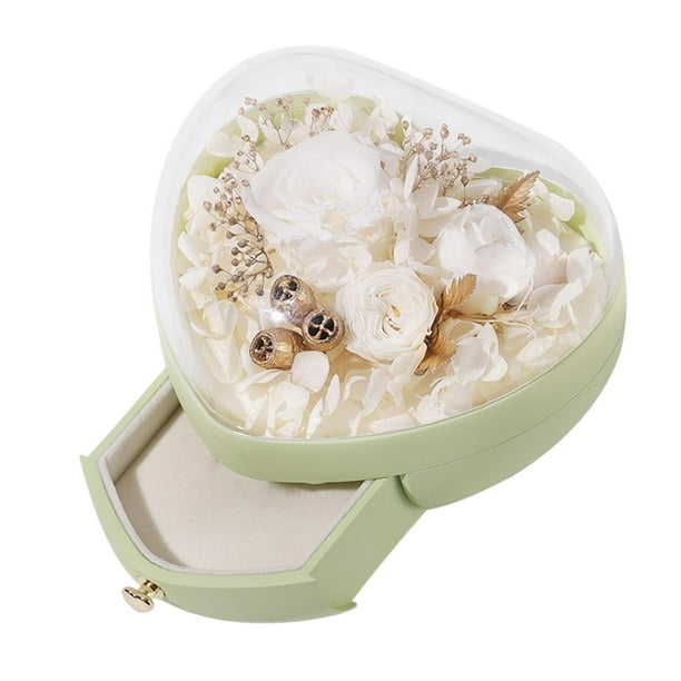 Caja de flores de rosas preservadas Yuyangstore Caja Corazón Rosa ...