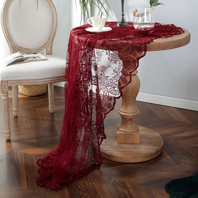 Nvzi Lace Elegant Round Tablecloth Vintage Embroidered Lace Overlay for ...