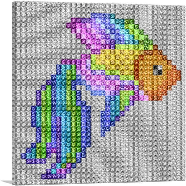 ARTCANVAS Rainbow Goldfish Aquarium Fish Jewel Pixel Canvas Art Print ...